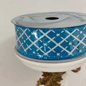 1.5” Glittered Argyle Ribbon: Turquoise & White (10 Yards) - Etsy