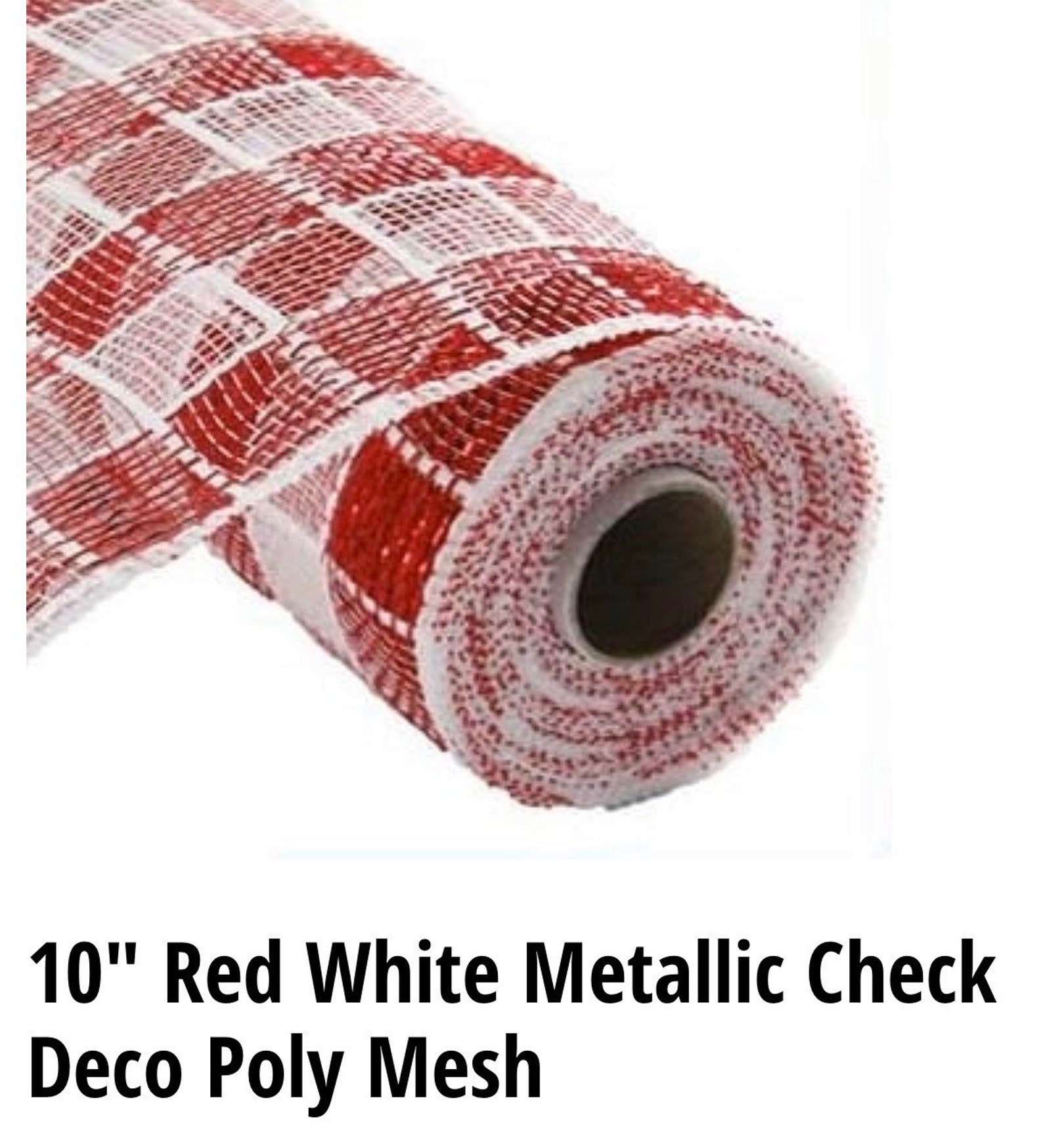 10 Red White Metallic Check Deco Poly Meshitem : | Etsy