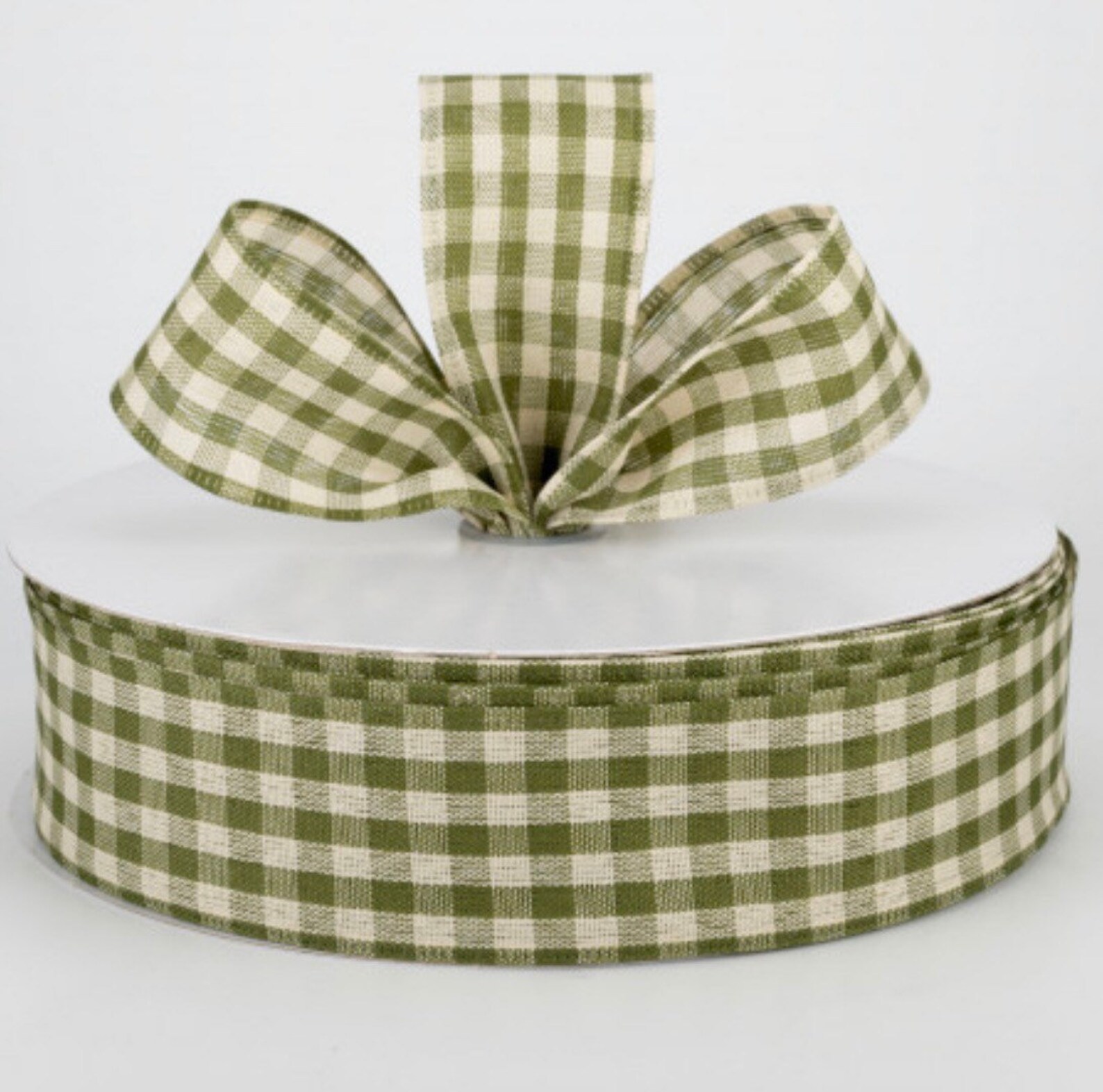 1.5 Primitive Gingham Ribbon: Moss & Natural 5 Yards - Etsy