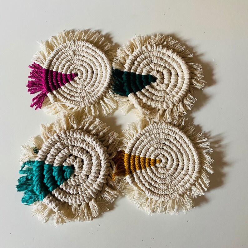 Custom Macrame Coaster set of 4 - Etsy