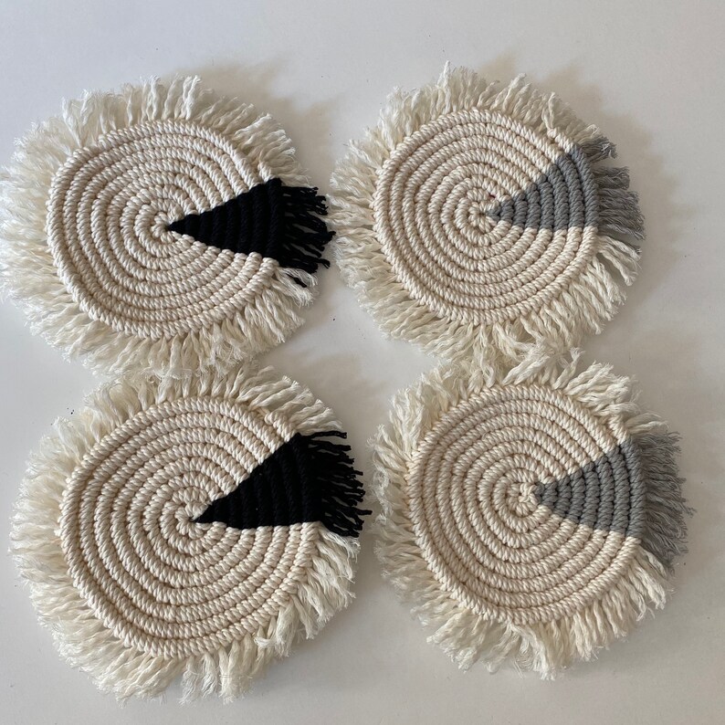 Custom Macrame Coaster set of 4 - Etsy