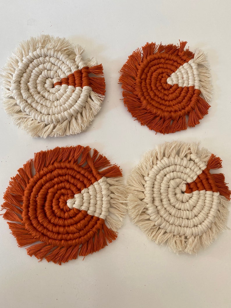 Custom Macrame Coaster set of 4 - Etsy