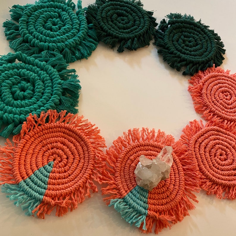 Custom Macrame Coaster set of 4 - Etsy