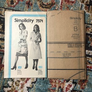 Simplicity 7571 UNCUT FF 1970s Dress Womens Sewing Pattern Size 16 38 ...