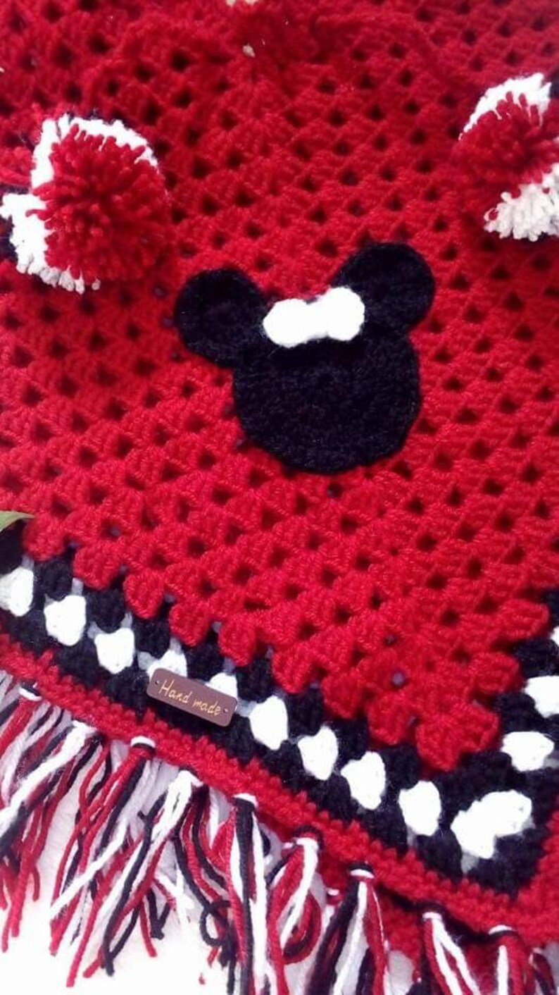 Poncho Et Bonnet En Crochet Pour Bébé Minnie Mousse Crochet - Etsy