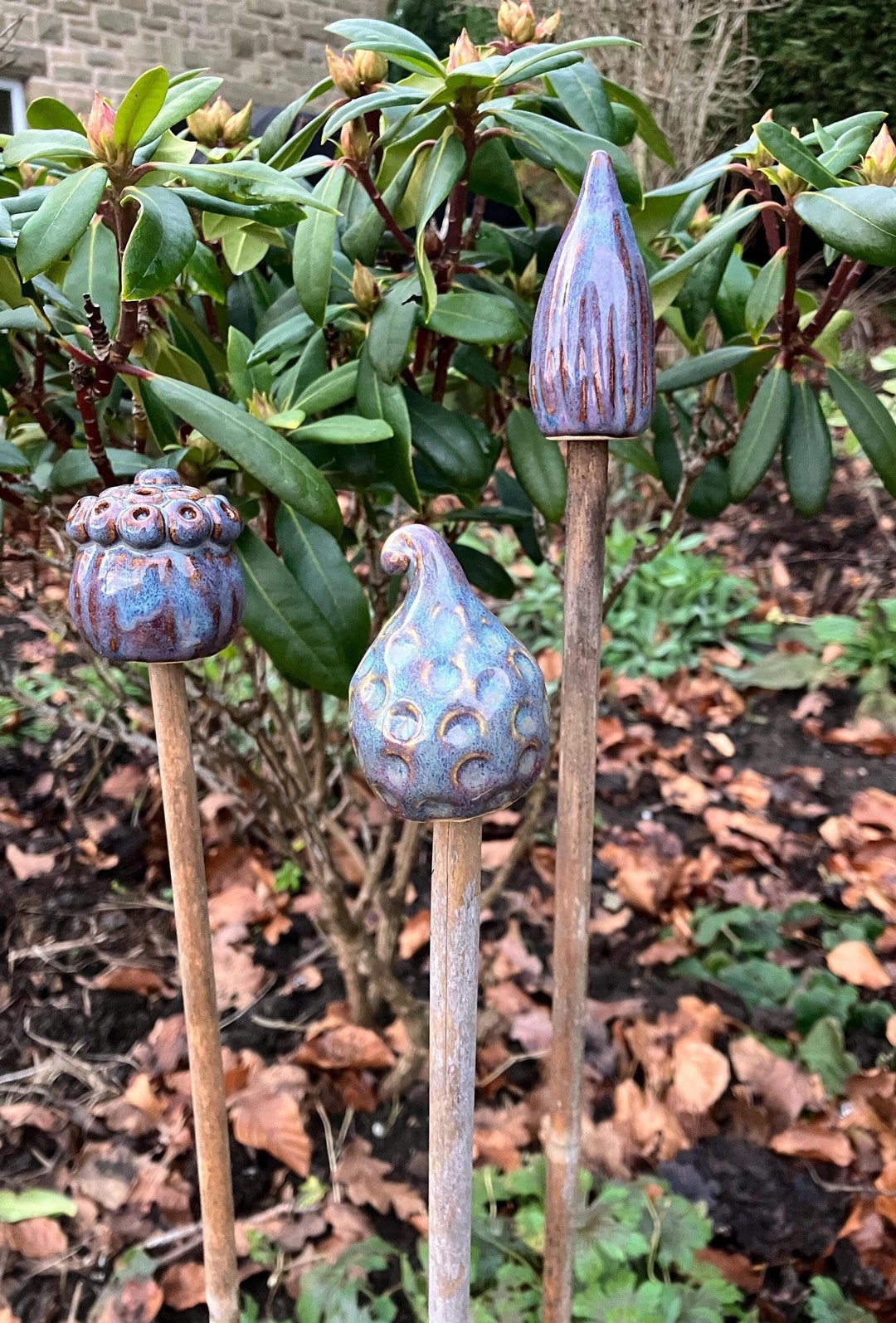 Ceramic Garden Cane Toppers - Seed Head Trio - Etsy