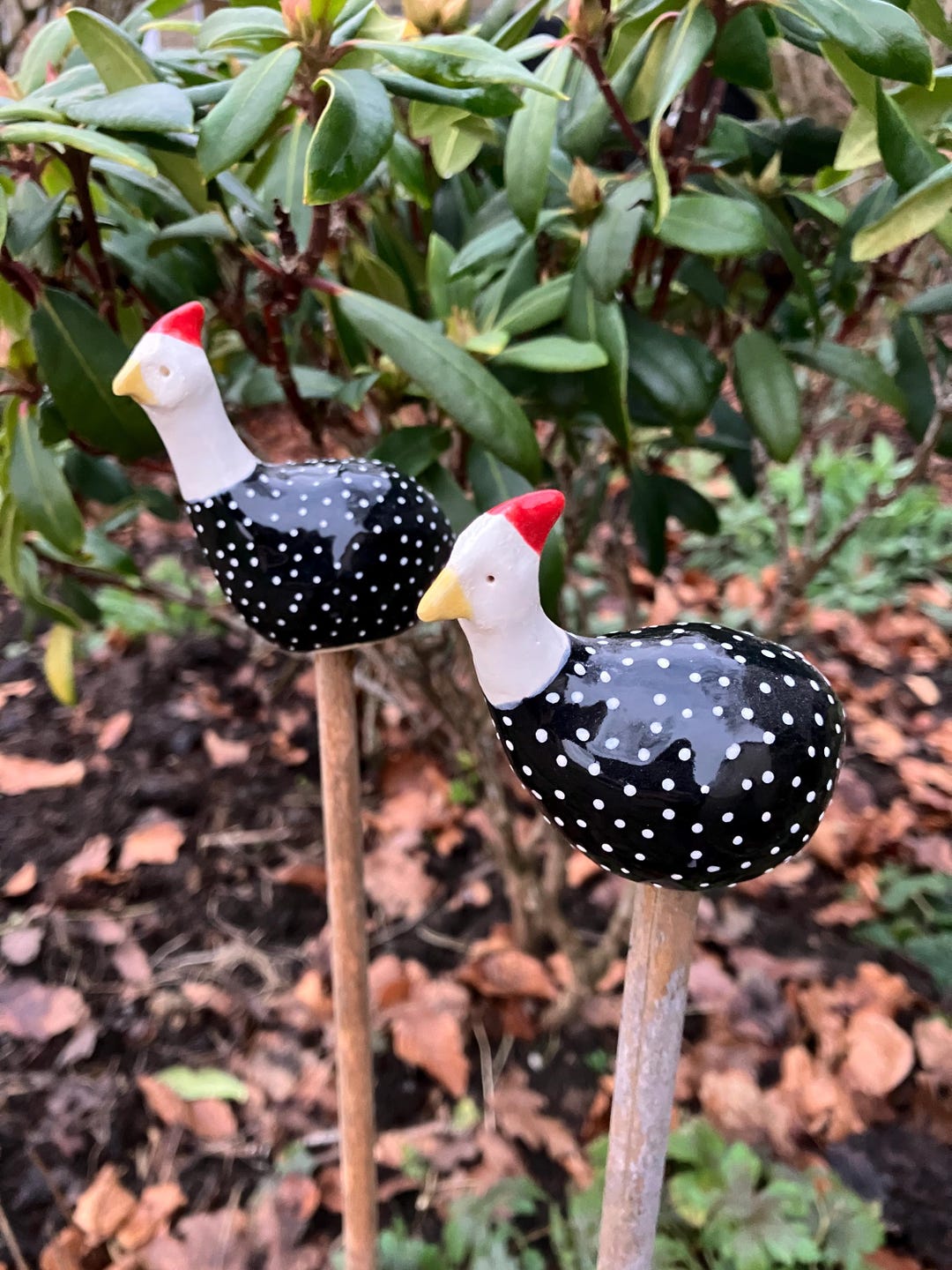 Ceramic Garden Cane Toppers - Guinea Fowl Pair - Etsy