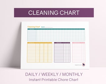 Monthly Cleaning Chart Printable Cleaning Tracker Cleaning - Etsy UK