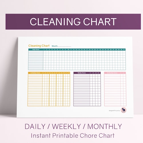 Cleaning Chart Printable Daily-weekly-monthly Chore Chart - Etsy Australia