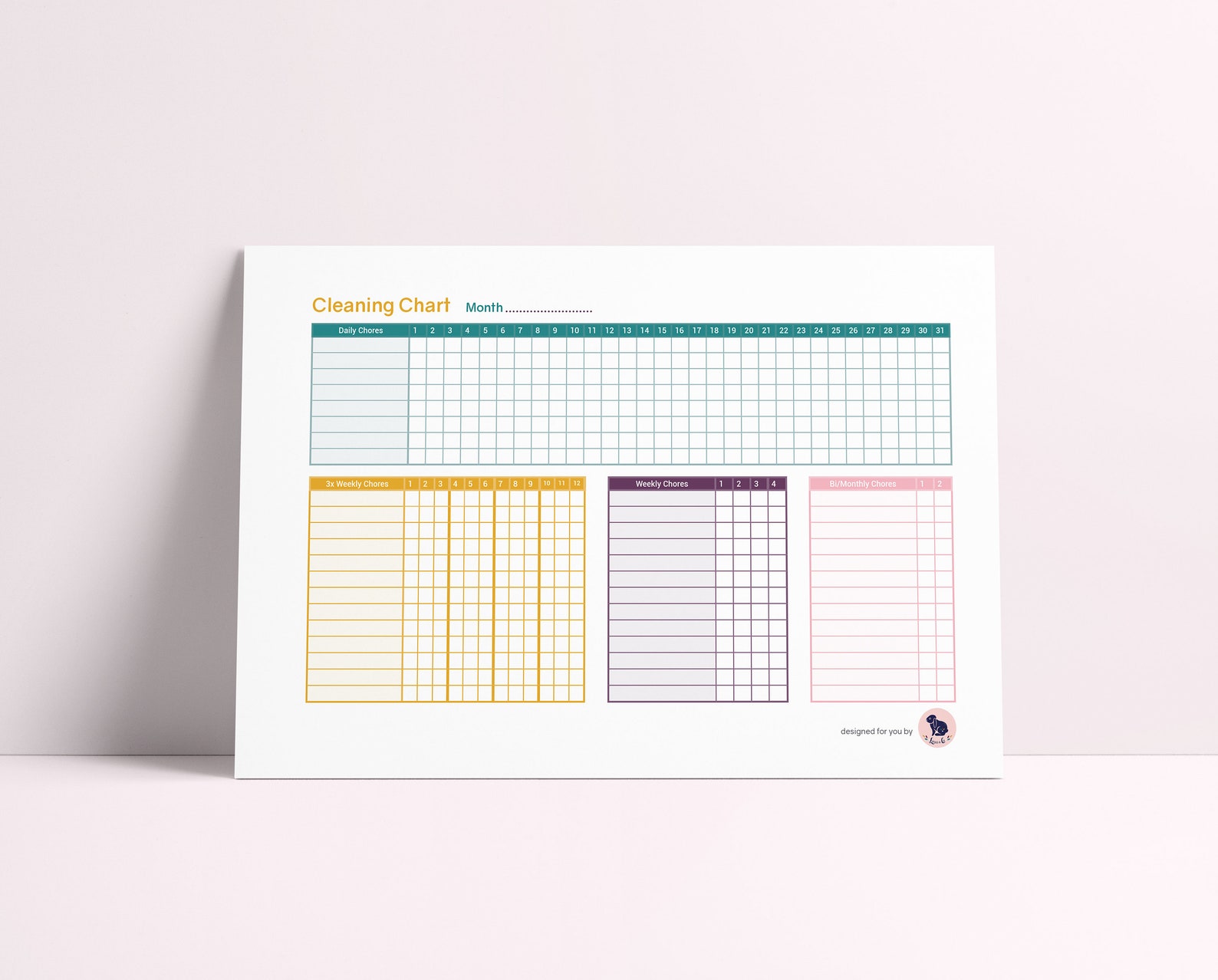 Cleaning Chart Printable Daily-weekly-monthly Chore Chart | Etsy