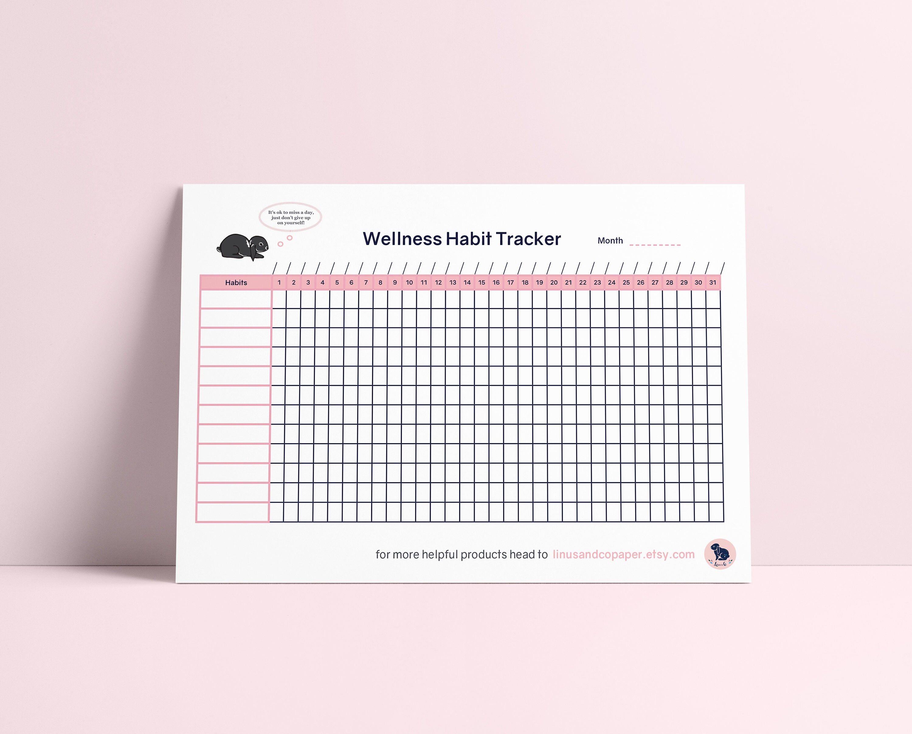 Wellness Habit Tracker Health Printable Pink Habit Tracker - Etsy