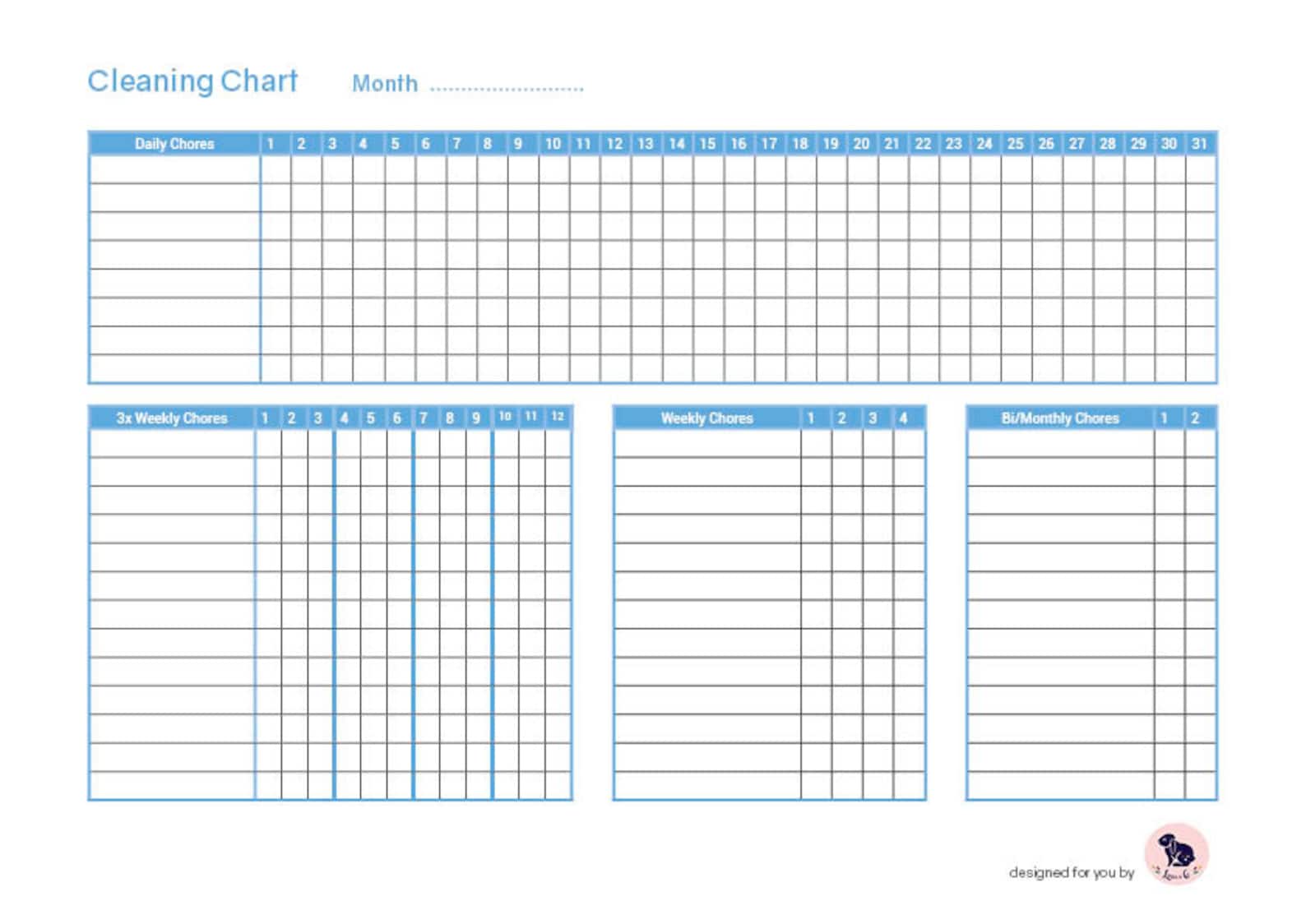 Cleaning Chart Printable - Daily-weekly-monthly | Chore Tracker ...