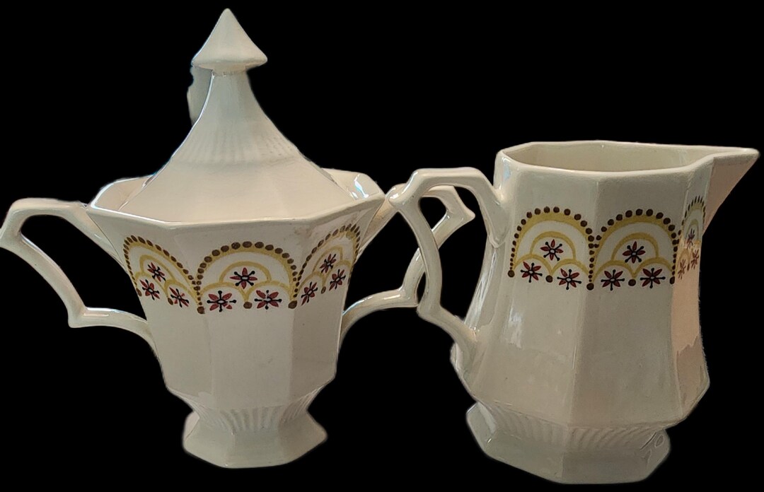 MCM Independence Ironstone Sugar and Creamer Set: Floral Pattern - Etsy
