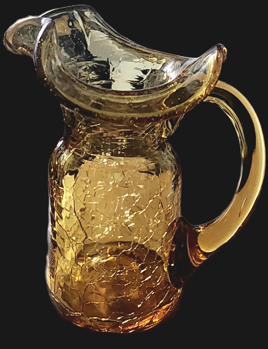 Vintage Amber Crackle Glass Mini Pitcher - Pilgrim #3 - 3.5" - Etsy