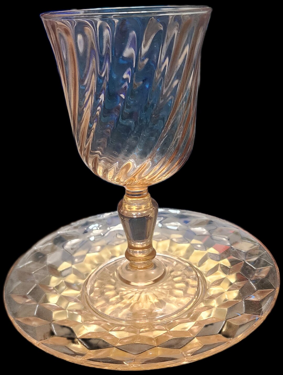 Pink Depression Glass With Goblet and Saucer. Excellent Condition. - Etsy