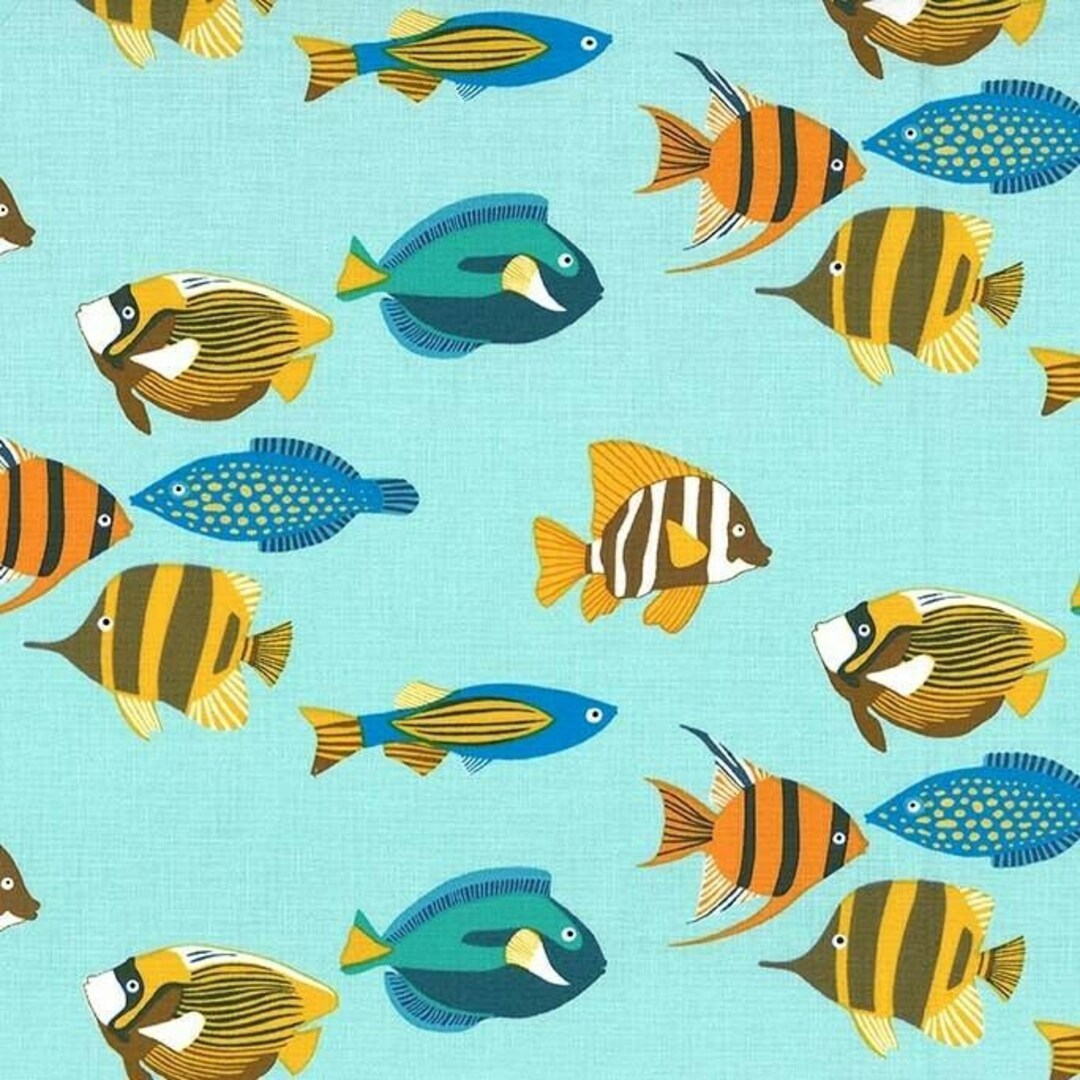 Fishtopia - Michael Miller - Blue Fabric Cotton Tropical Clown Angel ...