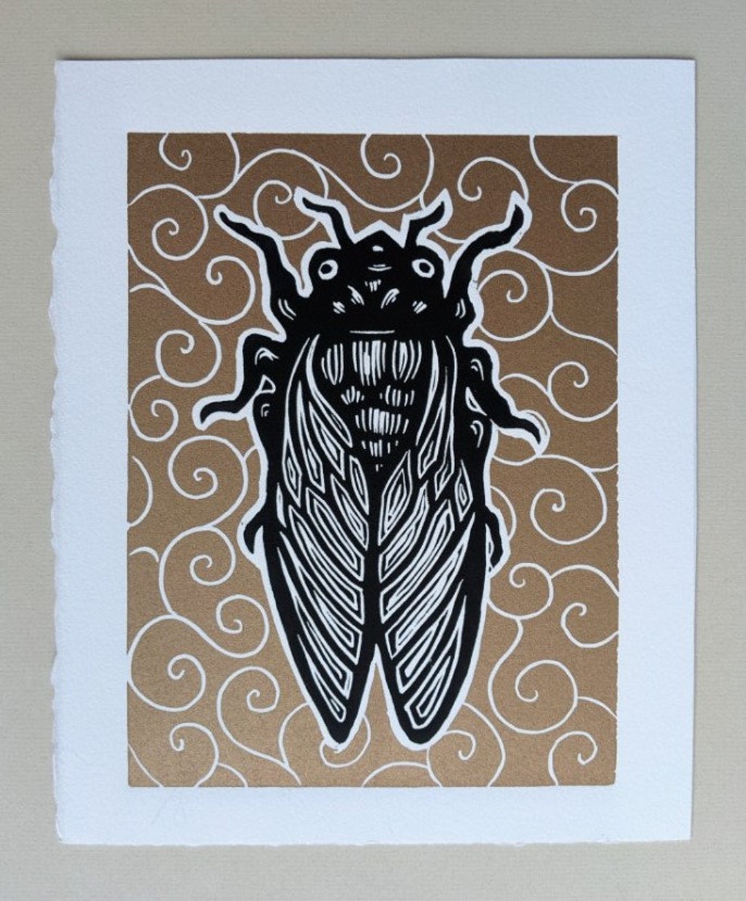 Cicada by Anita Hagan - Original Linocut / Linoleum Block Print on ...