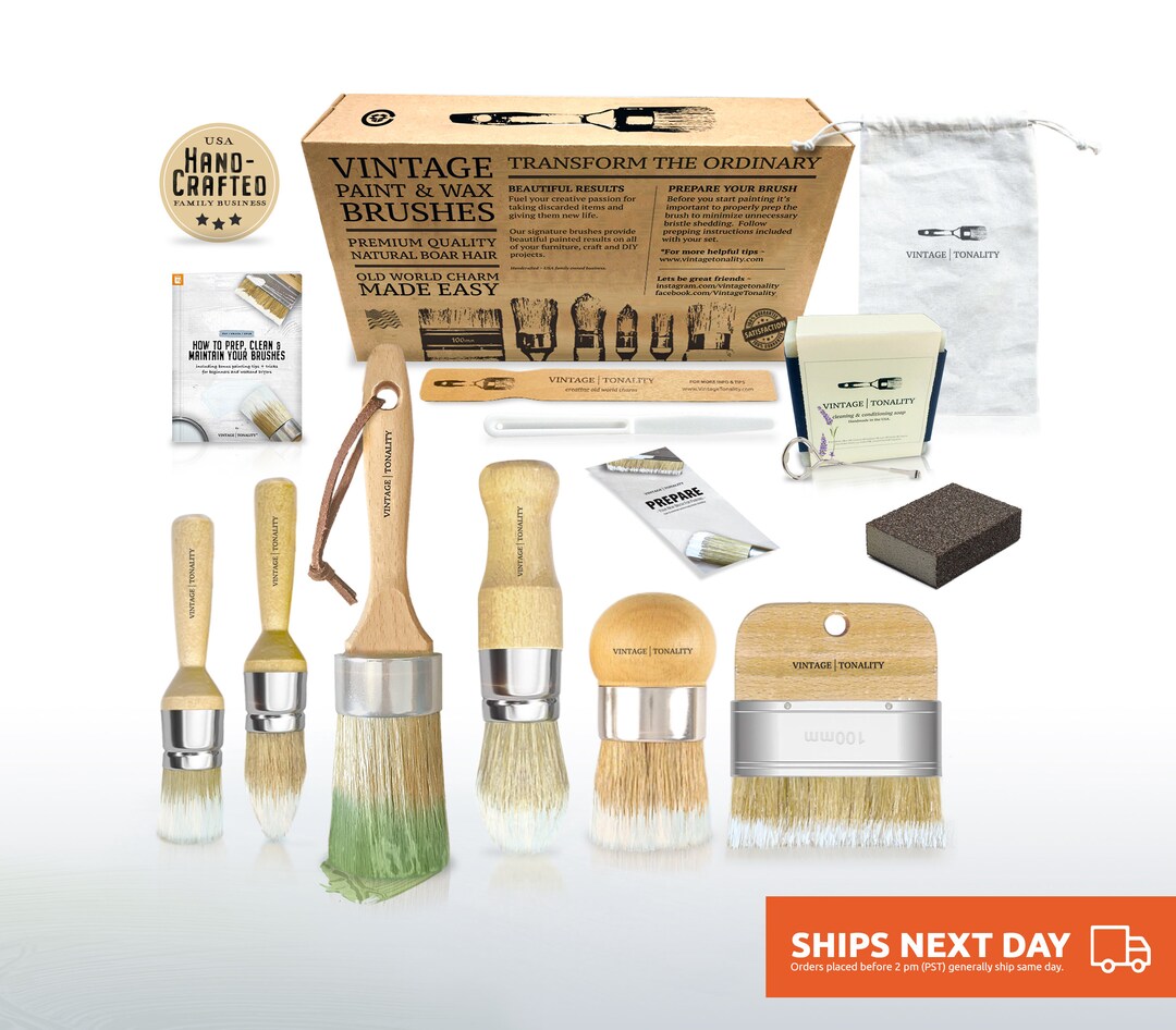 Chalk Paint Brush Set for Furniture | 15 PCS Kit With 6 Brushes, 7 ...