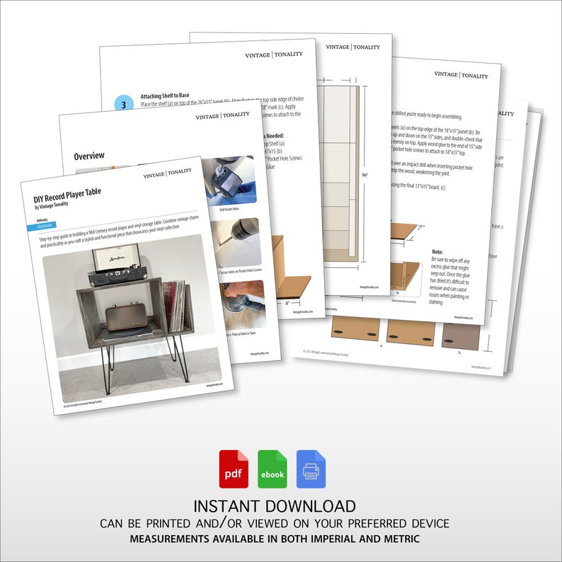 MCM Record Player Stand Build Plans: DIY Vinyl Storage (PDF) - Etsy