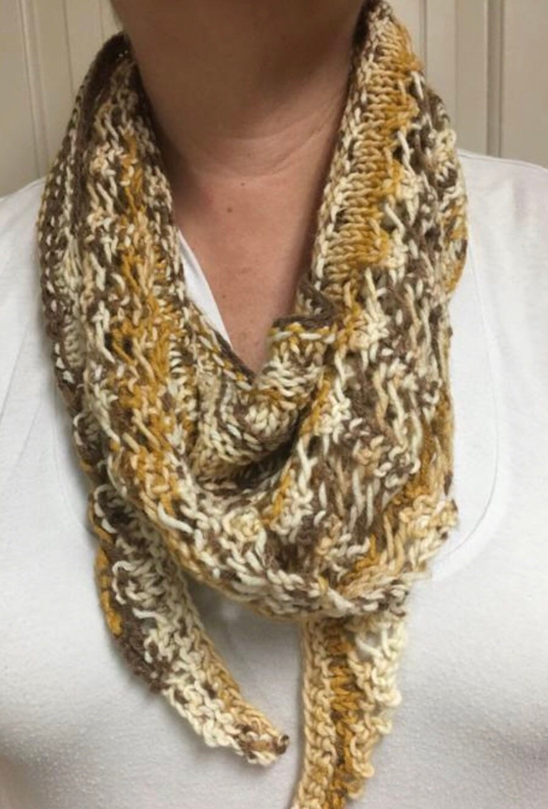Golden Hand Knit Shawl - Etsy