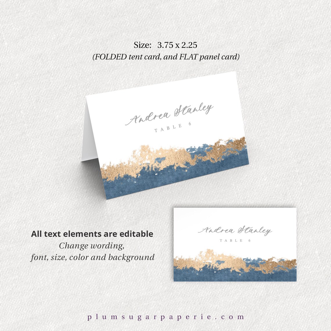 Dusty Blue Wedding Table Place Card Printable Template - Etsy