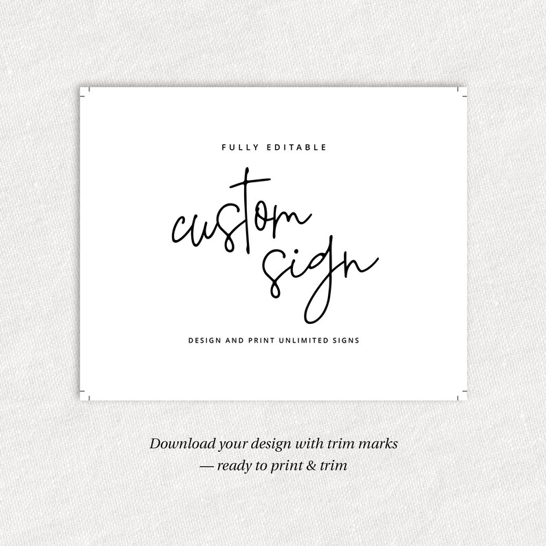 Custom Wedding Sign Template With Handwritten Script Font | Etsy