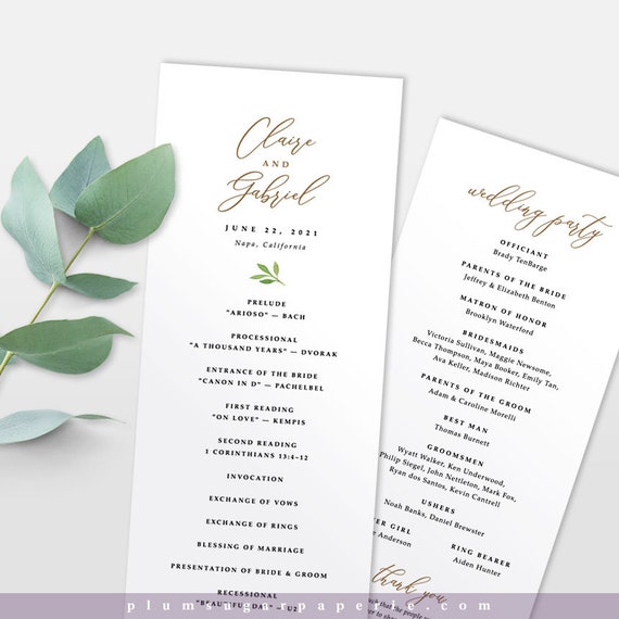  Marriage Ceremony Order Of Service Template PDF Template