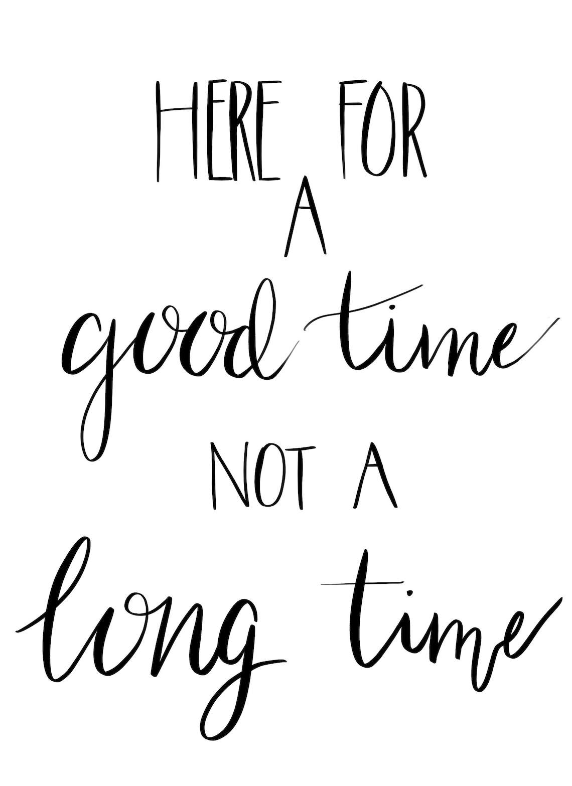 Here for A Good Time, Not A Long Time- Wall Art - Digital Print - Etsy