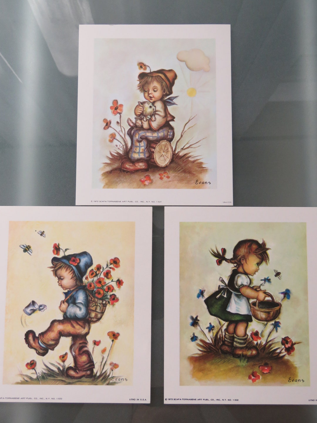 3 Vintage Lithograph Art Prints by Evans/home Decorations/litho in U.s ...