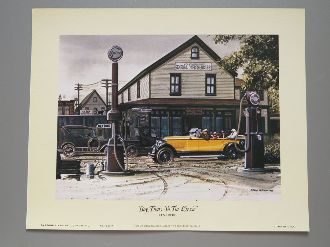 Vintage Car Lithograph Print: 1926 Marmon & Model T Ford - Etsy