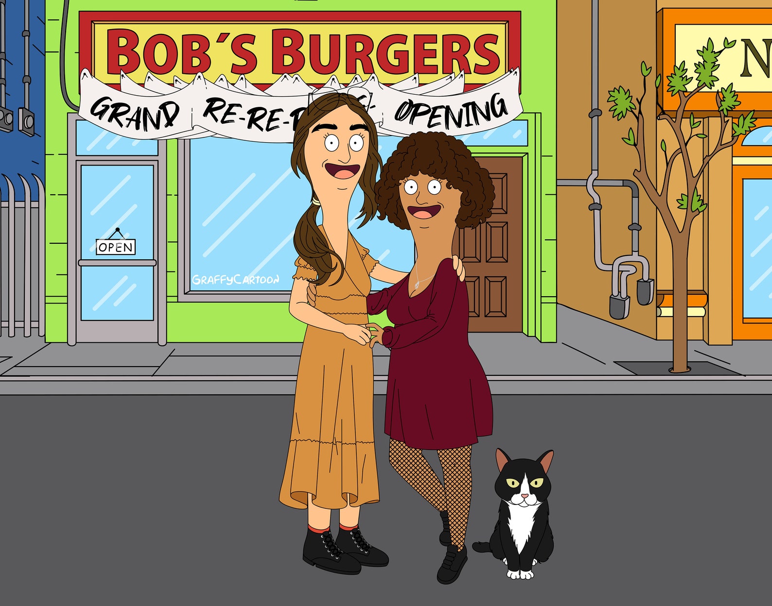 Bobs Burgers Portrait Bob Burg Portrait Couple Boy Friend Gift ...