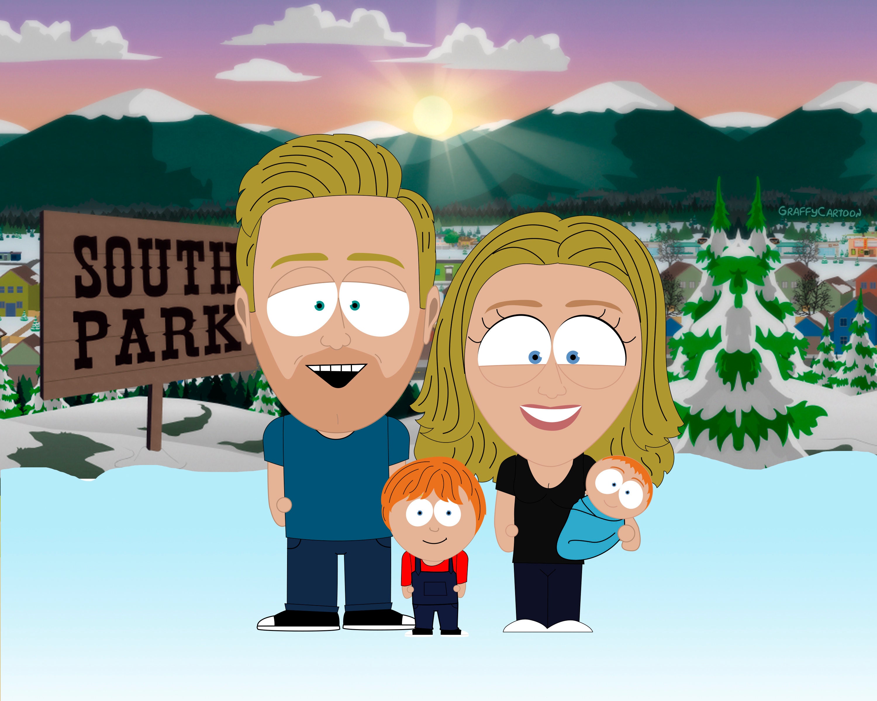 South Park Portrait South Park Custom Family Portrait Mens | Etsy