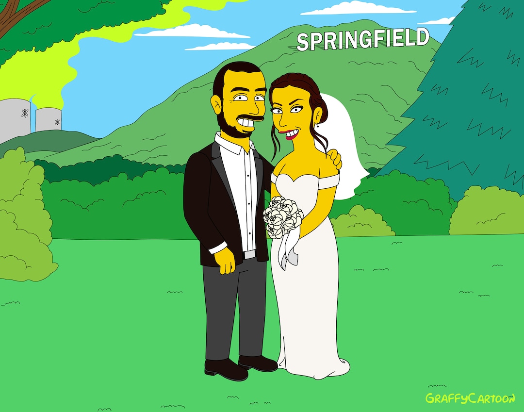 SALE Wedding Simpsons Couple Portrait, Simpsons Family Portrait, Turned ...
