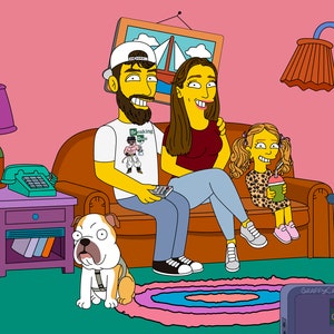 SALE Simpsons Portrait, Fathers Gift, for Him, Family Portrait, Couple ...