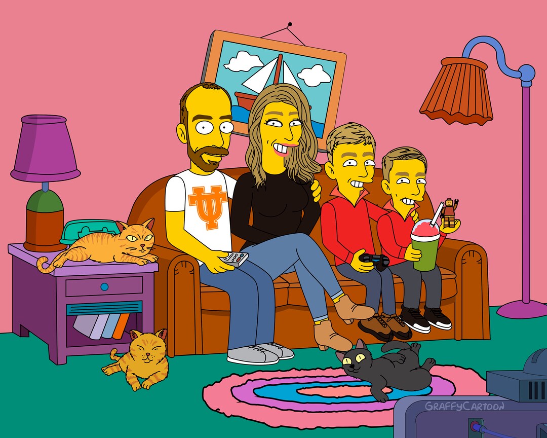 VALENTINES Gift ,simpsons Portrait, Custom Simpson Portrait, Yellow ...