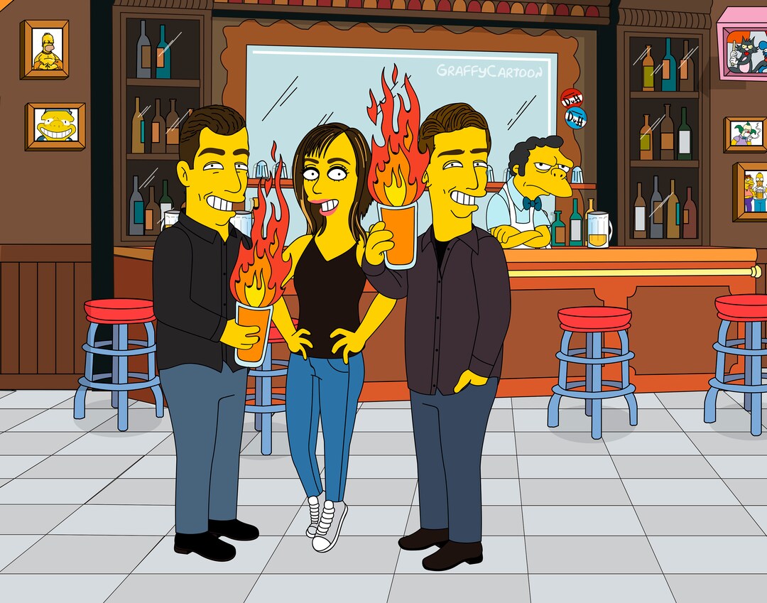 Simpsons Portrait, Couple Portrait Yellow Character, Boy Friend Gift ...