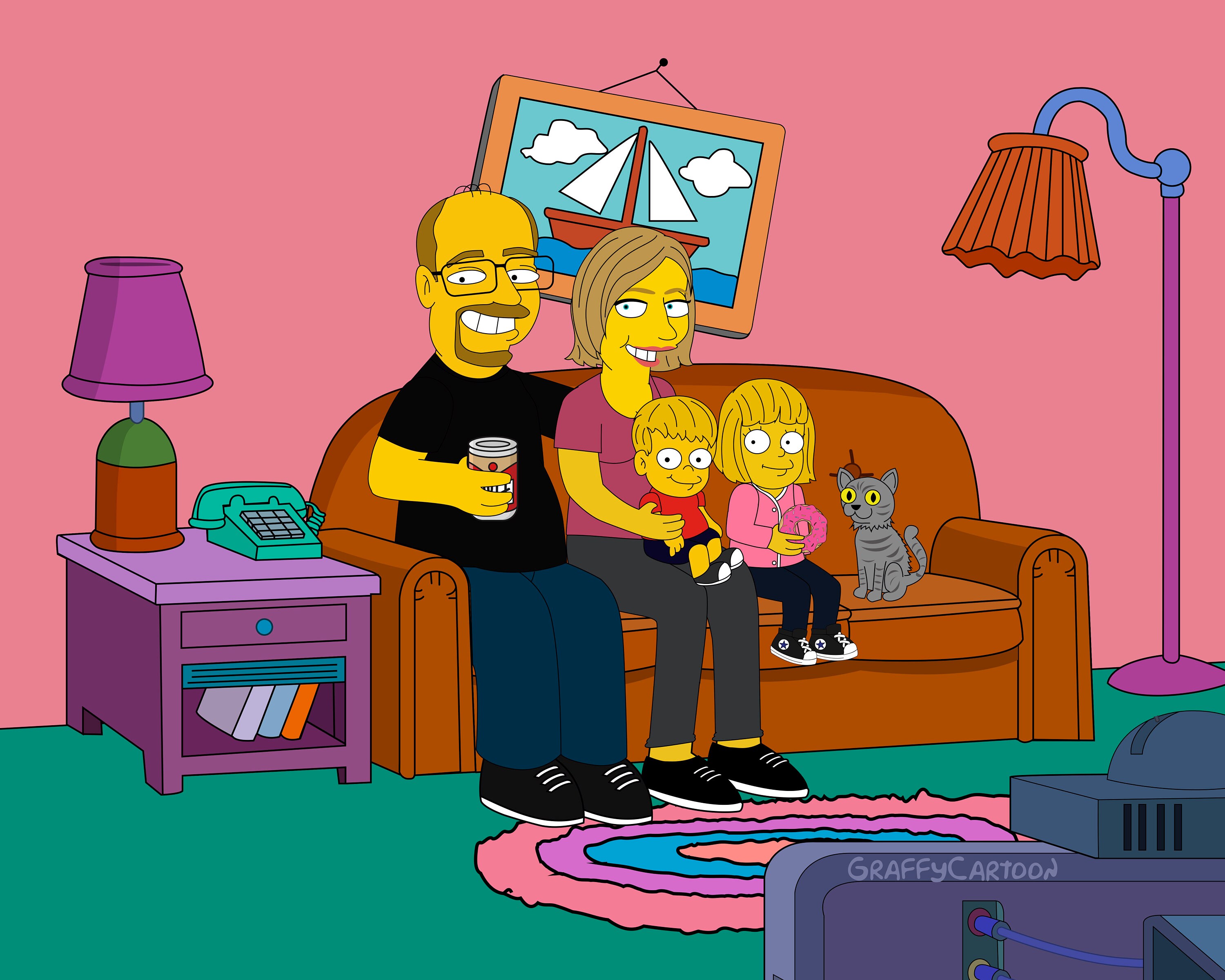 Simpsons Portrait, Couple Portrait Yellow Character, Boy Friend Gift ...