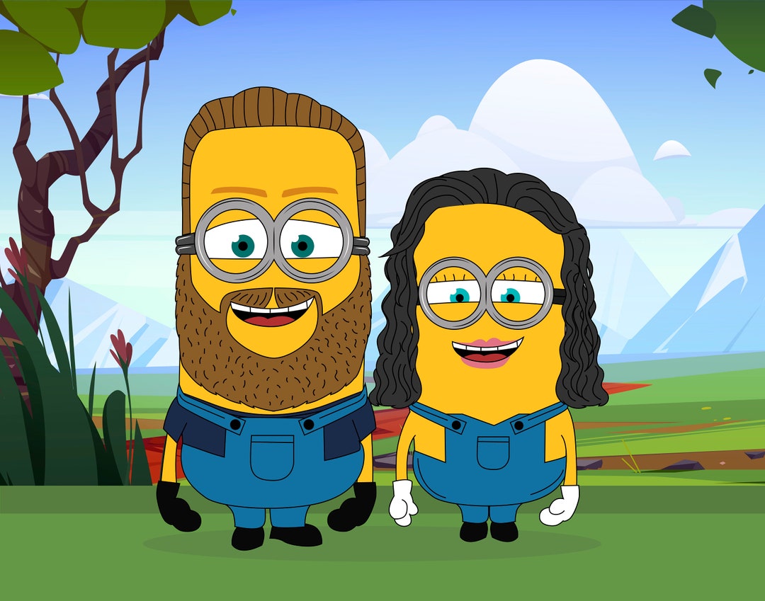 SALE Minion Portrait, Caricature Portrait , Minions Portrait, Christmas ...