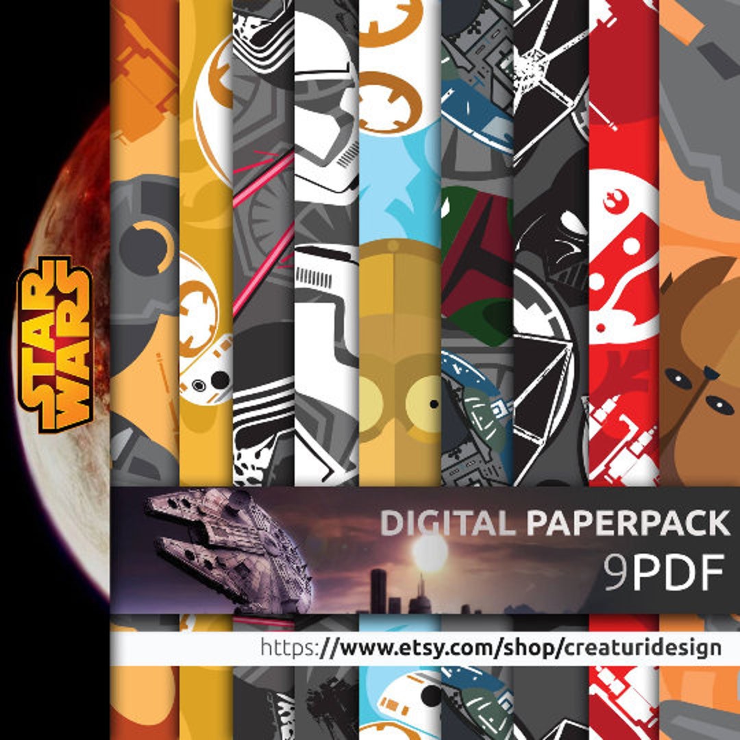 STAR WARS Digital Paper Pack, 70% OFF - 9 Pdf Files 12 X 12 - Instant ...