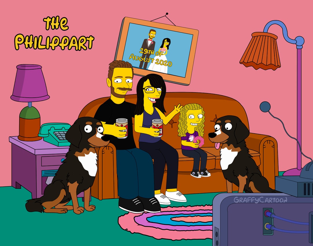 SALE Simpsons Portrait, Christmas Gift, Valentines Day, Custom Simpson ...