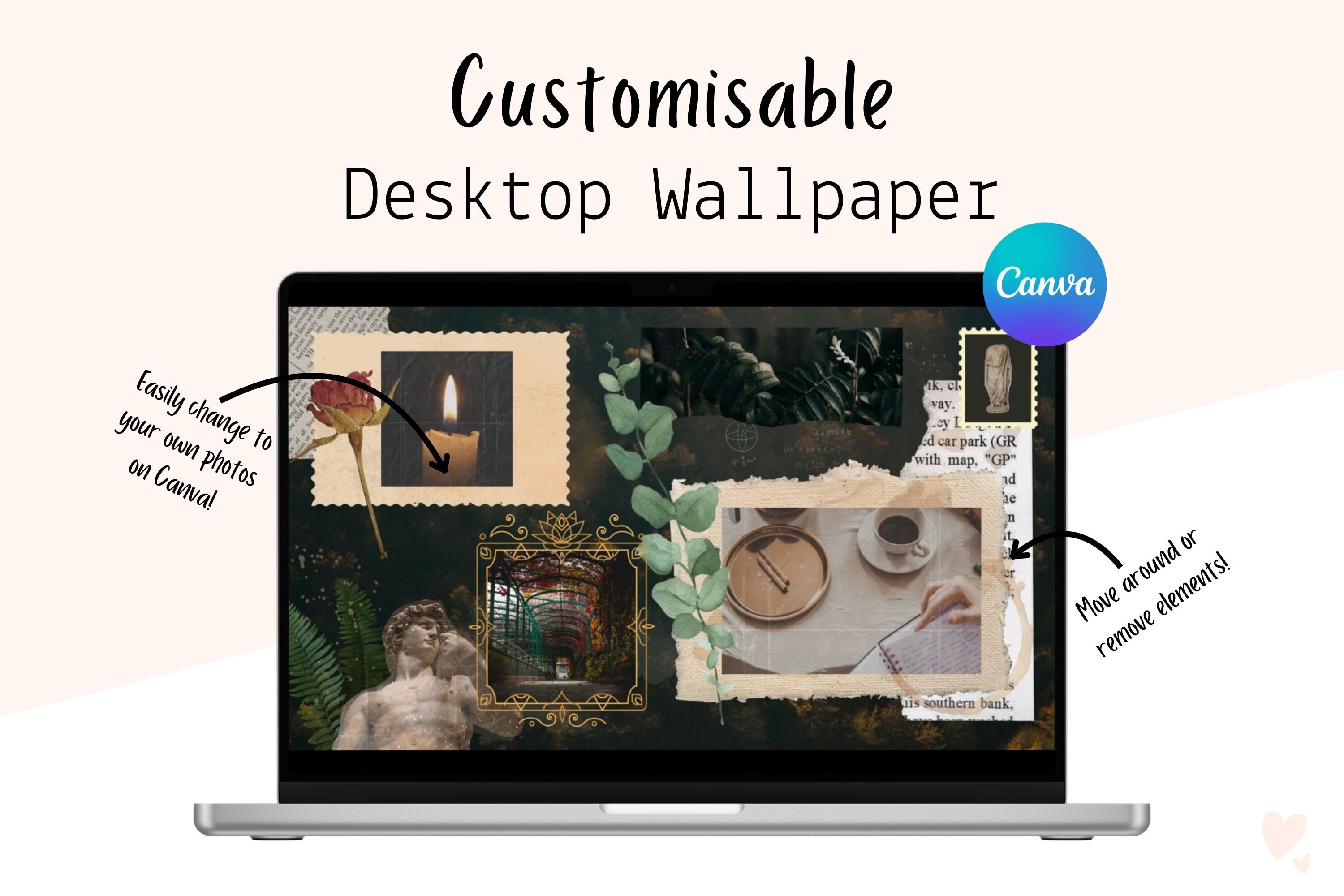 Editable Desktop Background Canva Template Custom Moodboard Collage ...