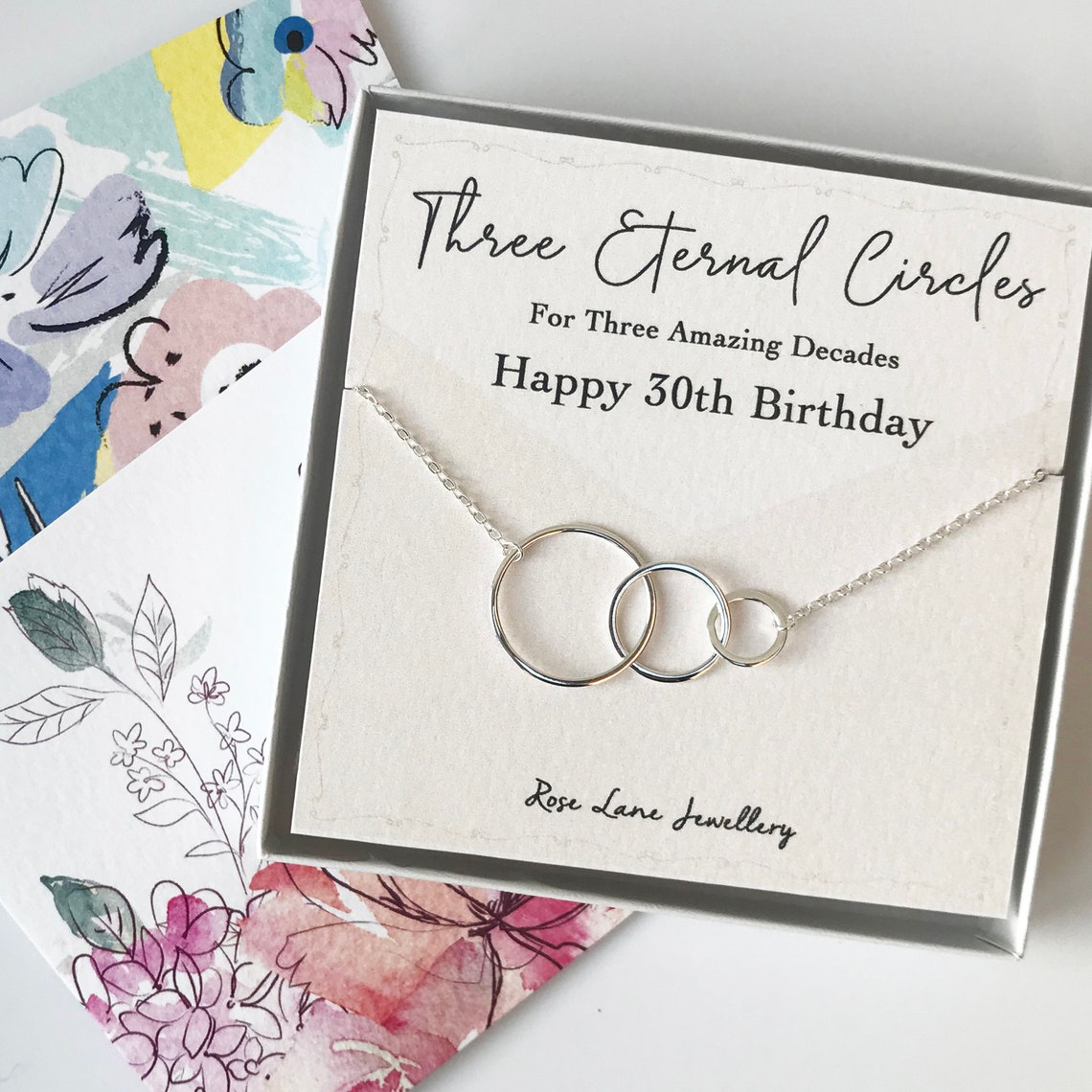30th Birthday Charm Necklace 3 Linked Circle 30th - Etsy UK