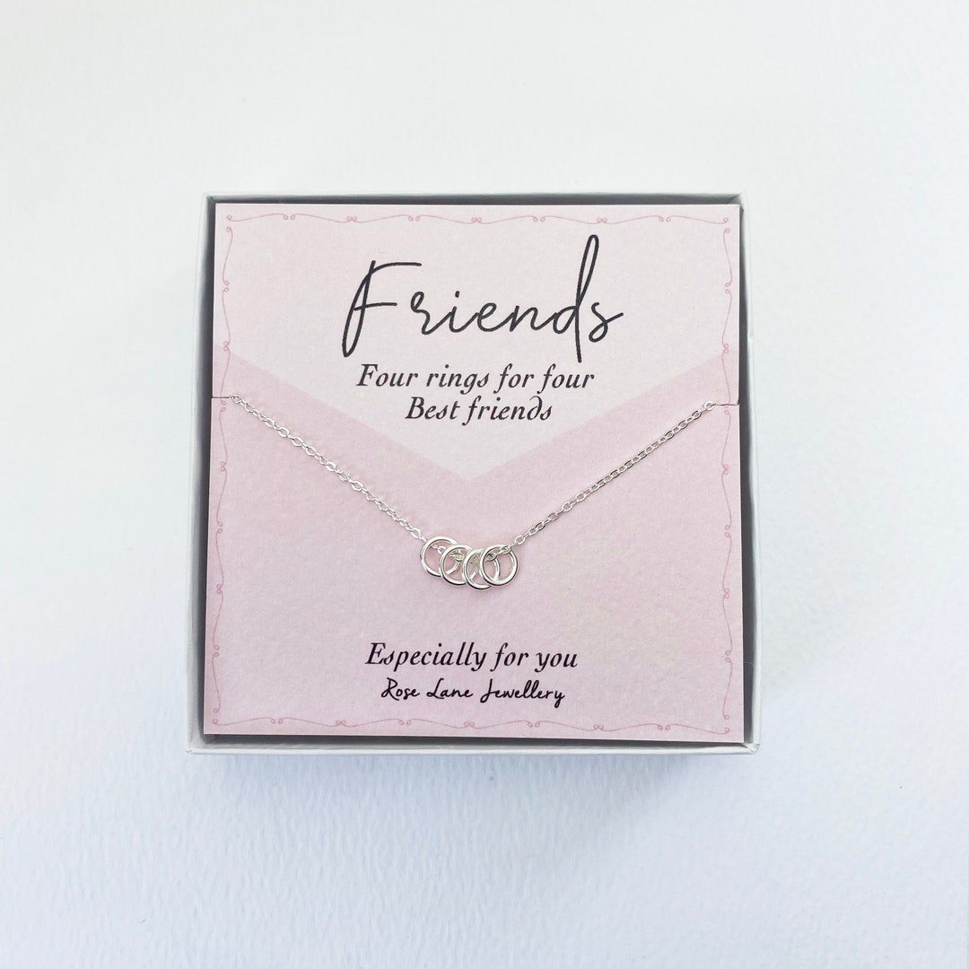 Necklace for Four Friends, Four Rings for Four Friends, Ring Necklace ...
