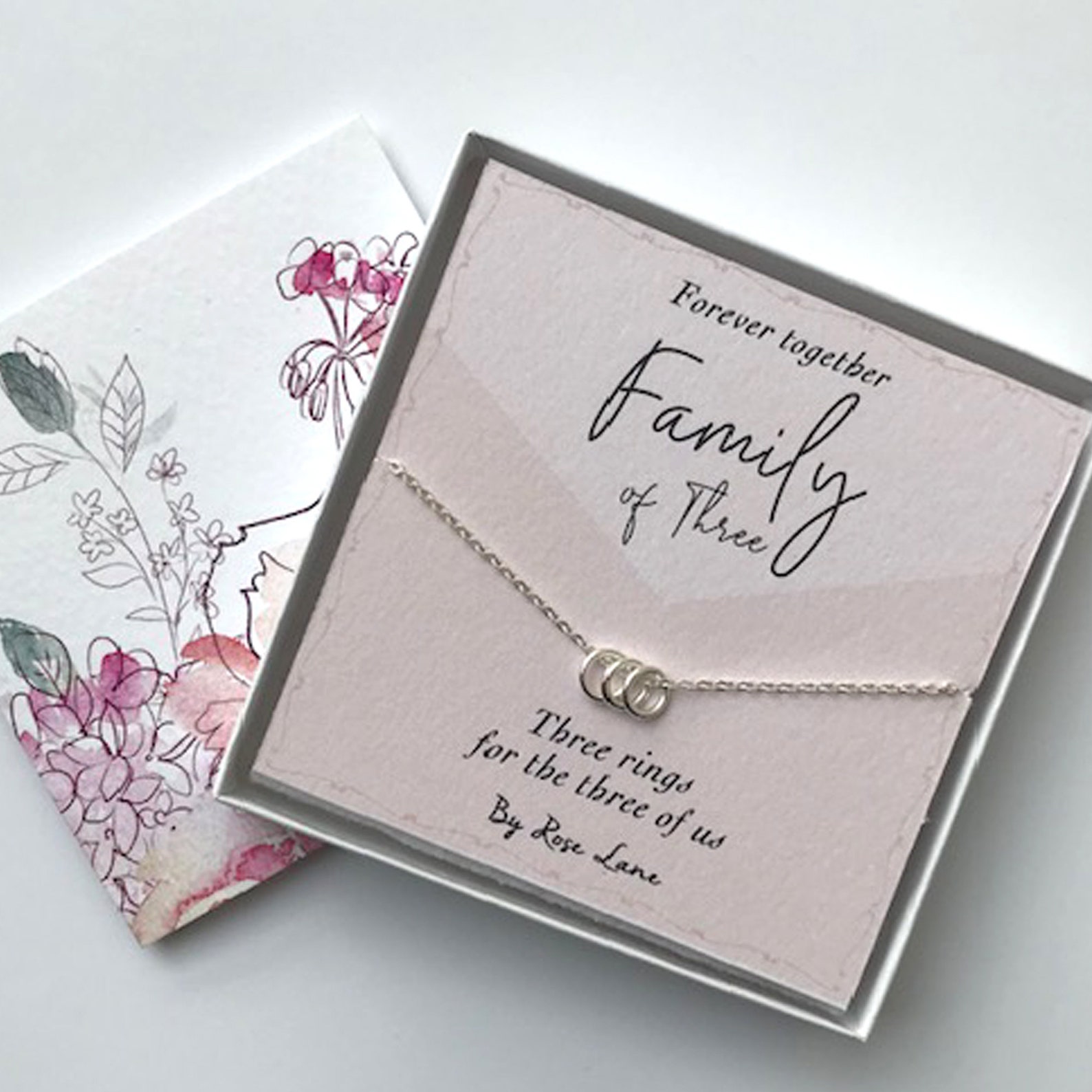Family of Three Charm Necklace Three Ring Charms for Three - Etsy UK