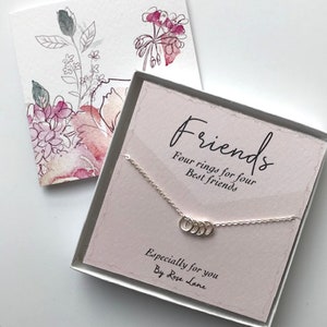 Necklace for Four Friends, Four Rings for Four Friends, Ring Necklace ...