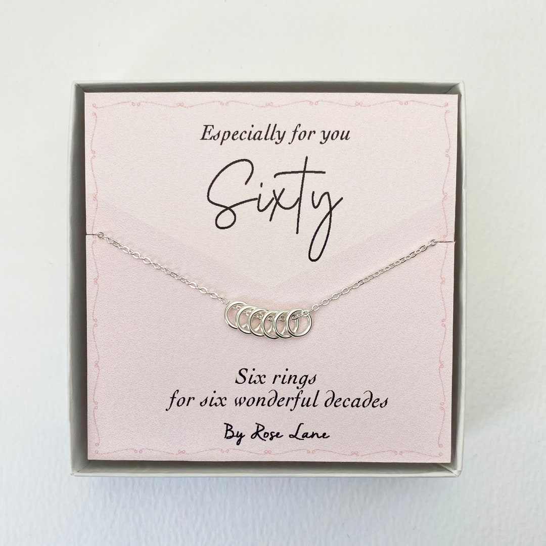 60th Birthday Necklace, Six Rings for Six Decades, Ring Necklace ...