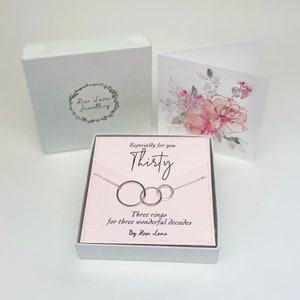 30th Birthday Charm Necklace ,3 Linked Circle 30th Necklace,sterling ...