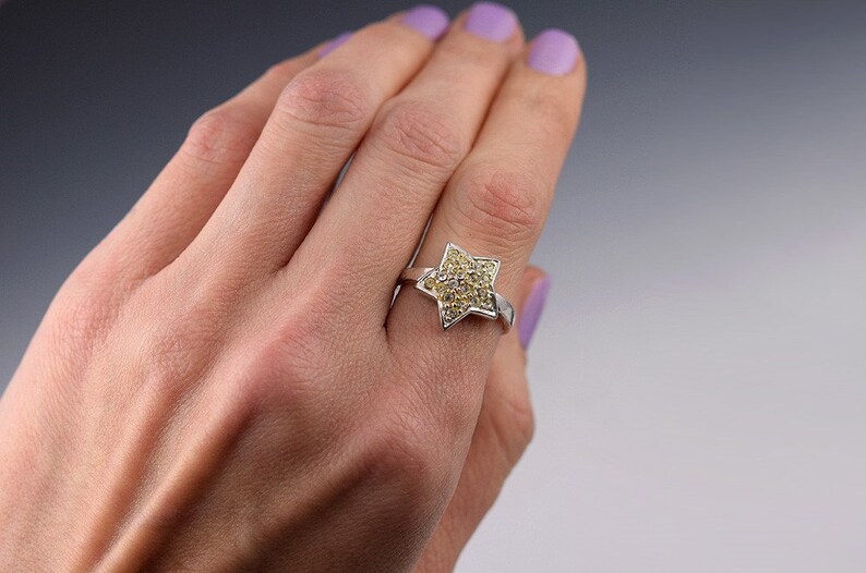 Adorable Modern Sterling Silver Star Shaped Ring Set W/ - Etsy