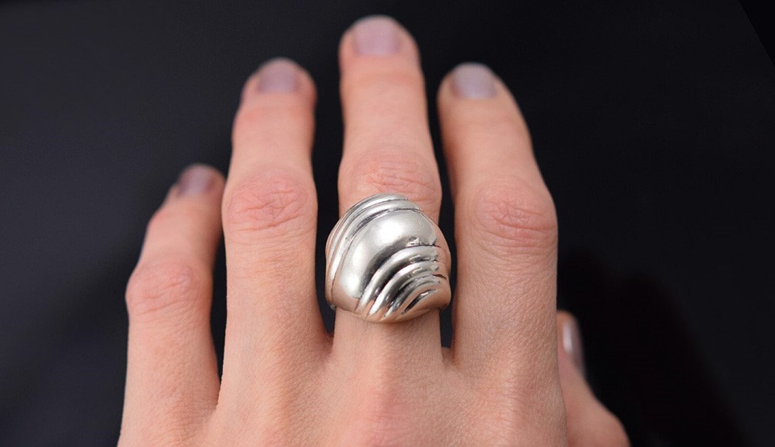 Large Sterling Silver Italian Ring W/ Abstract Form and Comfortable ...