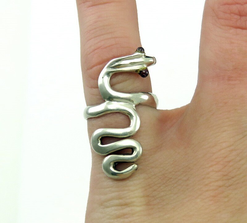 Vintage Handcrafted Sterling Silver Coiled Snake/serpent - Etsy